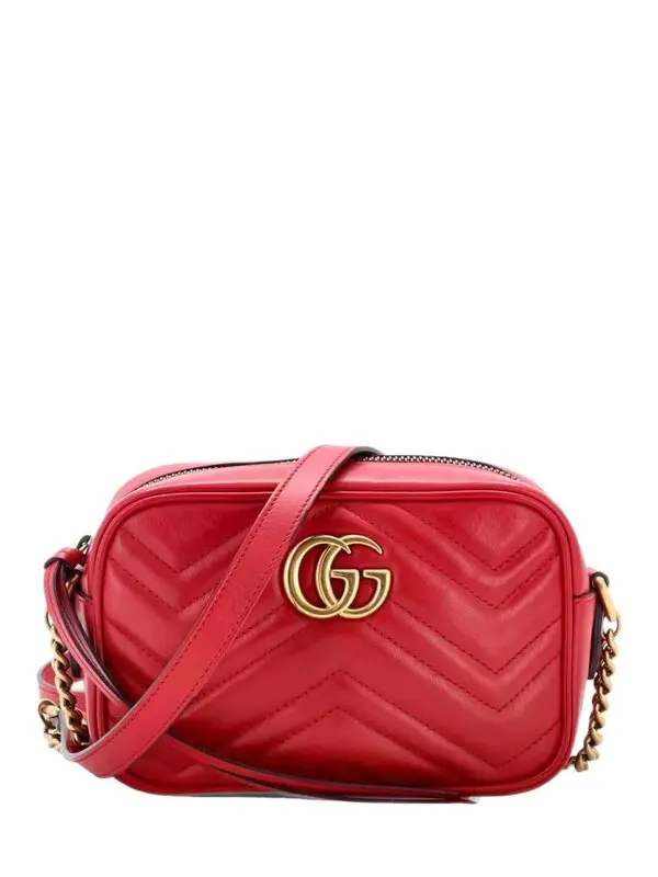 Gucci Matelassé Leather Mini Shoulder Bag - Red