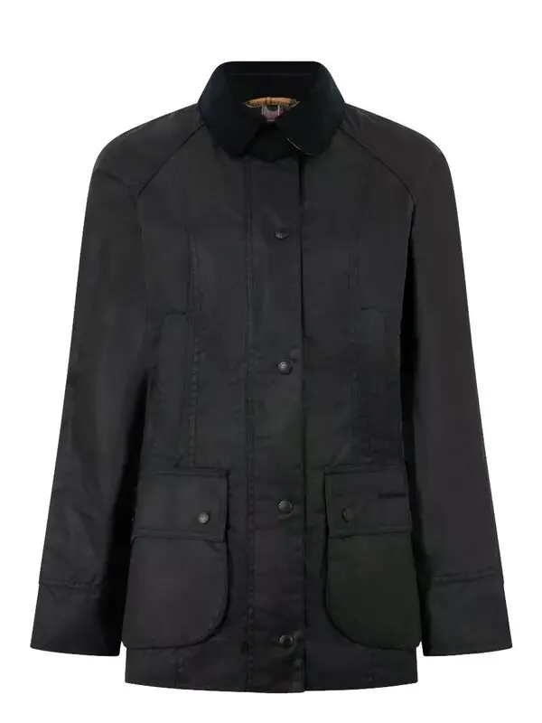 Barbour Beadnell Waxed Jacket With Corduroy Collar - Blue