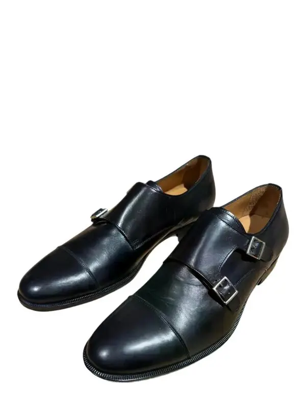 PERTINI Leather Monk Shoes - Black
