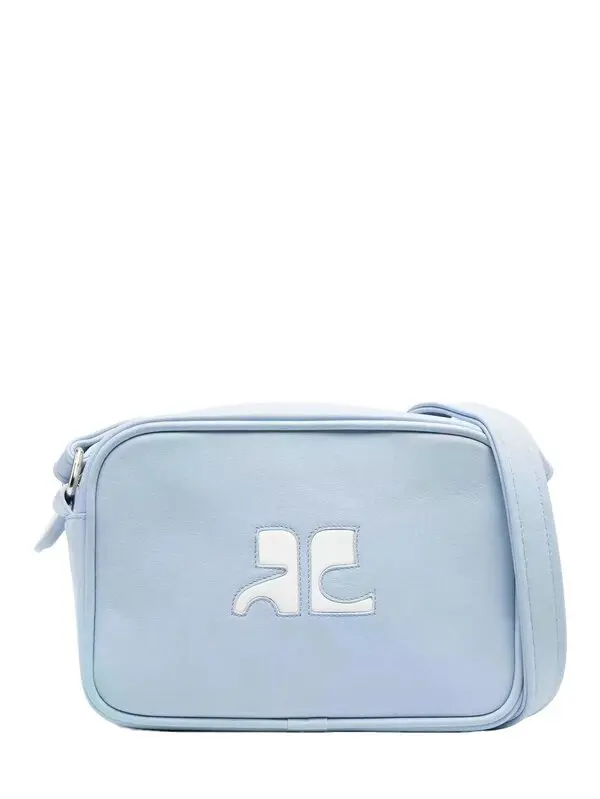 COURREGES Logo-patch Leather Crossbody Bag - Black