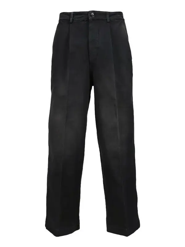 Marni Pleated Faded-effect Trousers - Black