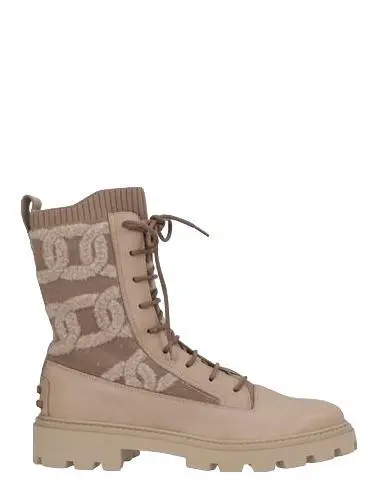 TOD'S Lace-up Ankle Boots In Light Leather And Textile Fibers - Grey