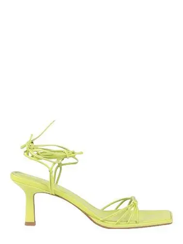 AeydĒ Leather Strappy Square Toe Heeled Sandals - Green