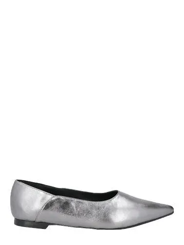 CastaÑer Metallic Leather Ballet Flats - Silver