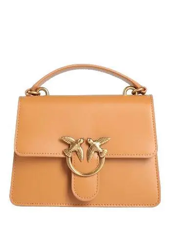 Pinko Calfskin Flap Bag With Logo Embellishment - Brown