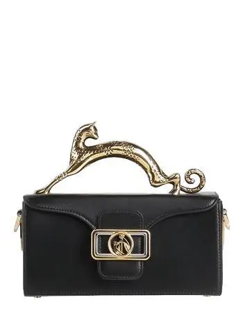 LANVIN Leather Minaudière Bag With Embellished Top Handle - Black