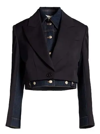 Alexander McQueen Midnight Wool And Cotton Cropped Blazer - Blue