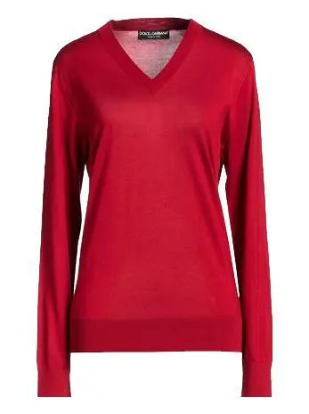 Dolce & Gabbana Silk V-neck Sweater - Red