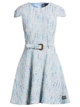 Versace Tweed Metallic Mélange Mini Dress - Blue