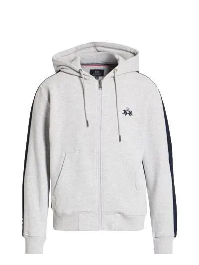 LA MARTINA Two-tone Embroidered Logo Hoodie - Grey