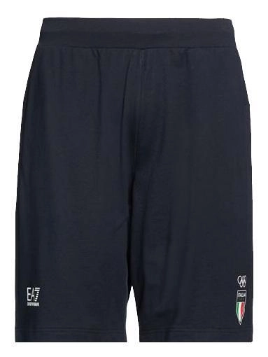 EA7 Cotton Jersey Athletic Shorts - Blue