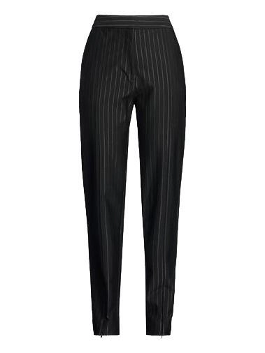 GANNI Tapered Pinstriped Jersey Pants - Black