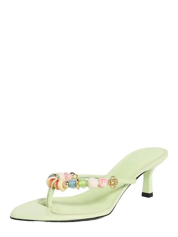Casablanca Beaded Leather Sandals - Mint