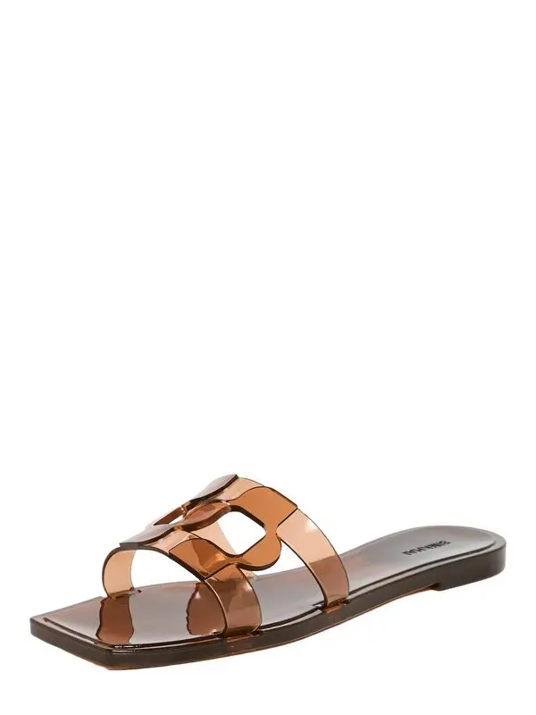 Simkhai Monogram Jelly Flat Slides - Saddle