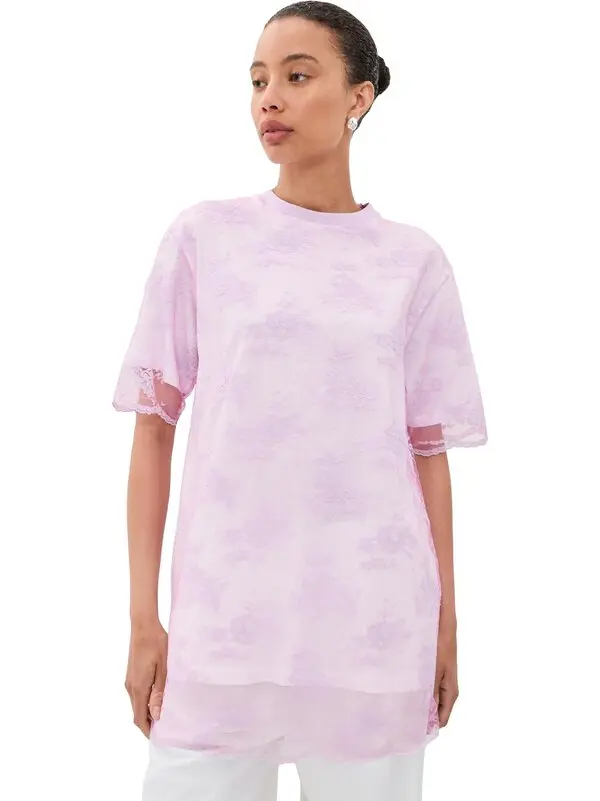 MARQUES' ALMEIDA Relaxed Fit T-shirt With Lace Overlayer - Pink