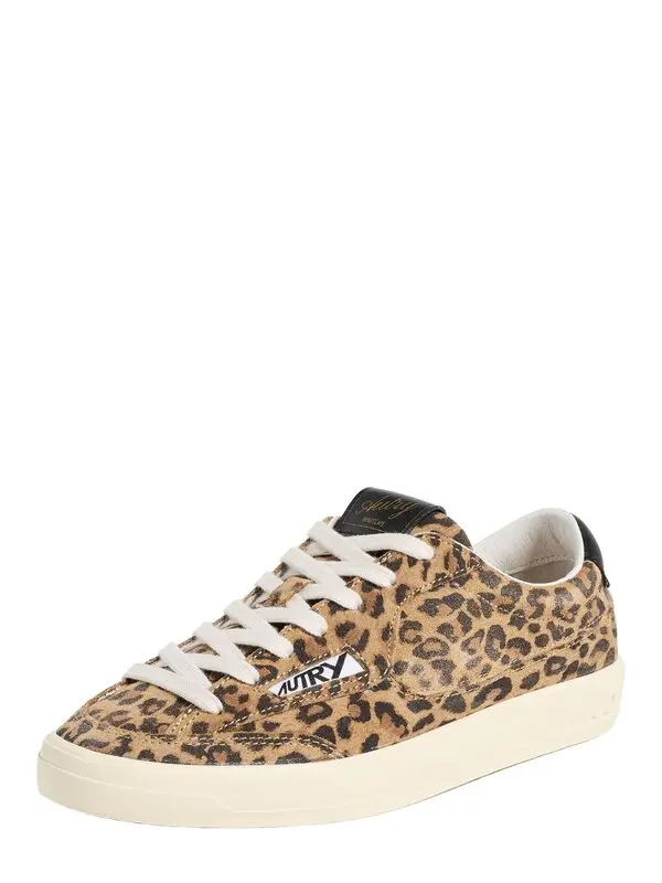 AUTRY Windscape Low Top Leopard Print Suede Sneakers - Leopard/black