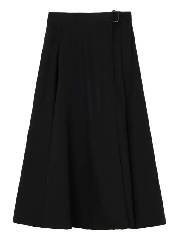 Burberry Front-slit Twill Midi Skirt - Black
