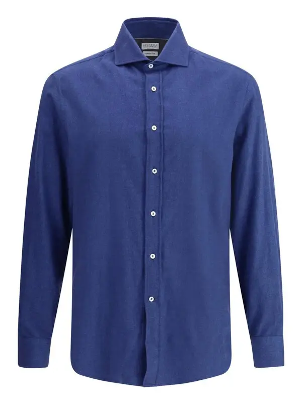 Brunello Cucinelli Long-sleeved Buttoned Shirt - Blue
