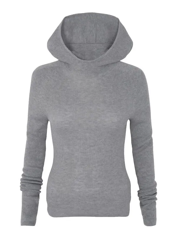 THE FRANKIE SHOP Danae Hooded Knit Top - Grey