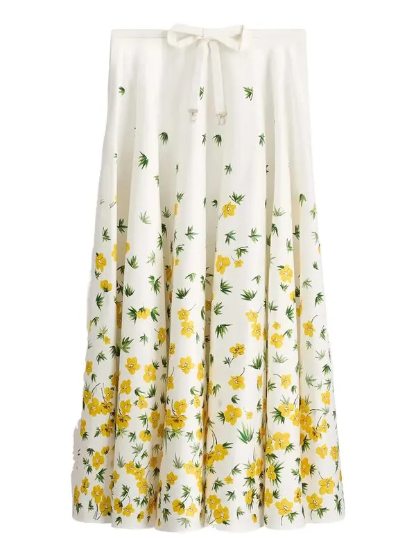 Dior Mid-length Flared Skirt With Belt - White