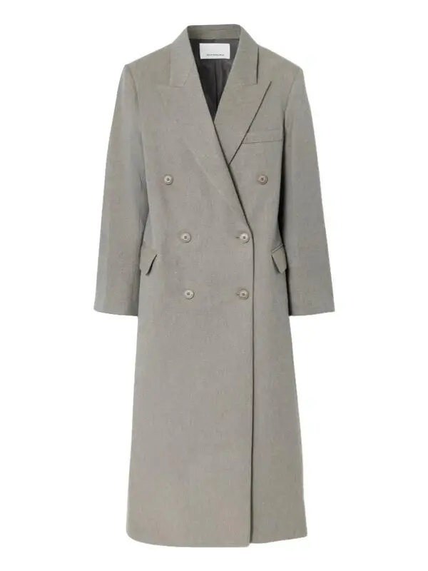 THE FRANKIE SHOP Jane Double-breasted Twill Coat - Gray