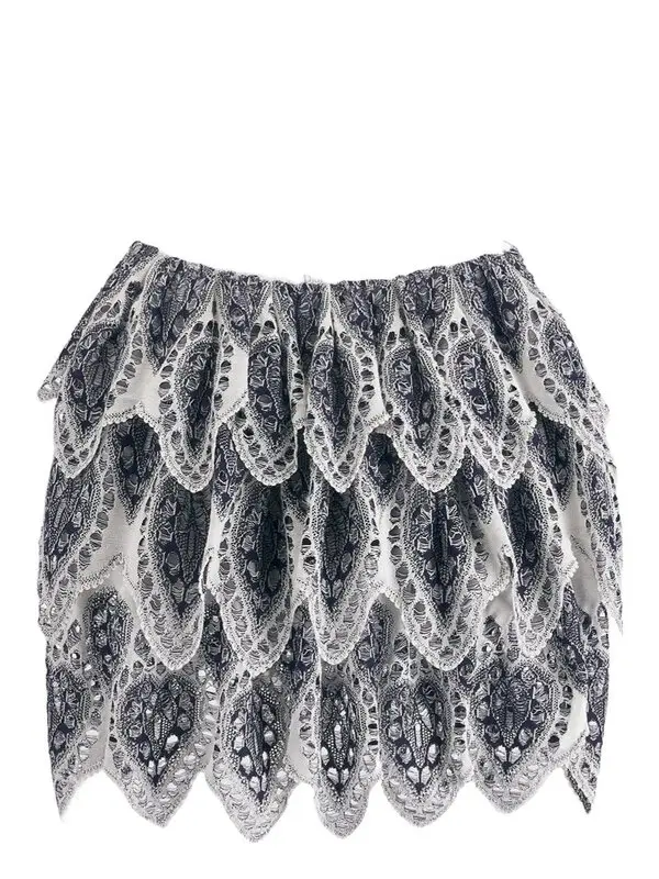 Dior Embroidered Ruffle Miniskirt - Gray