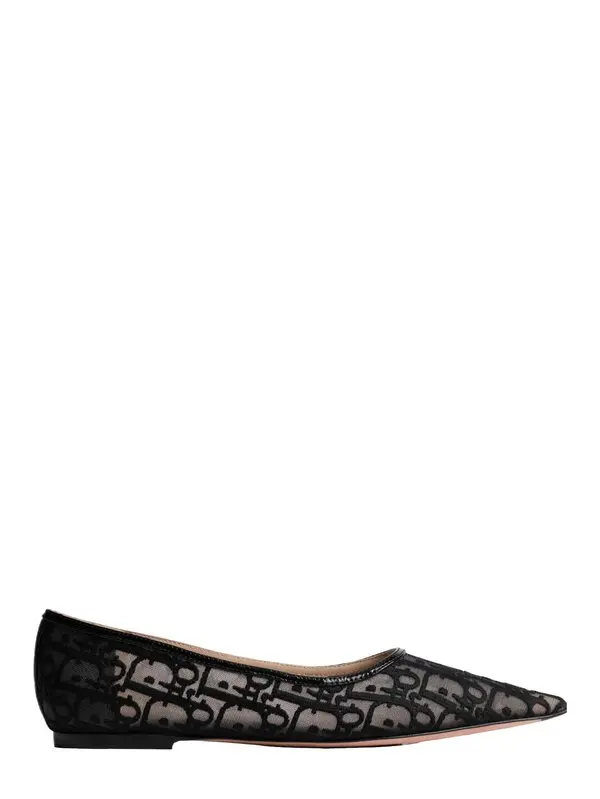 Dior Adiorable Ballet Flats With Oblique Motif - Black