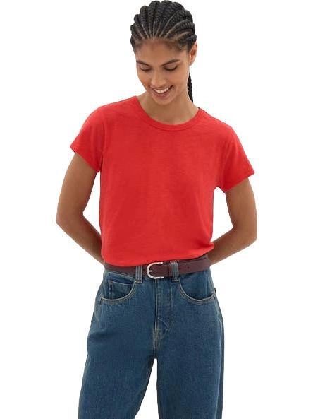 HUSH Slim Fit Slub Cotton Crew Neck T-shirt - Red