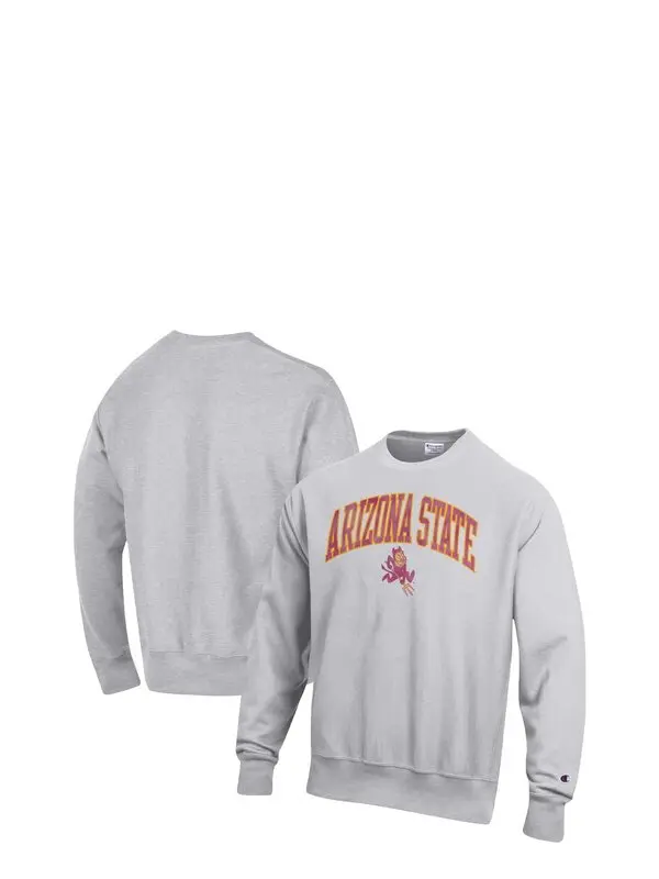 Champion Arizona State Sun Devils Distressed Arch Logo Reverse Weave Sweatshirt - Gray