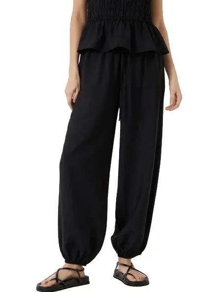 HUSH Amaris Airflow Bubble Hem Trousers - Black