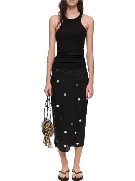 Bimba Y Lola Mirror Sarong Midi Skirt - Black