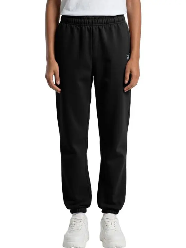 DALIX Relaxed Fleece Track Pants With Embroidered Butterfly Detail - Black