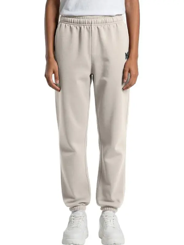 DALIX Relaxed Fleece Track Pants With Embroidered Butterfly Detail - Bone