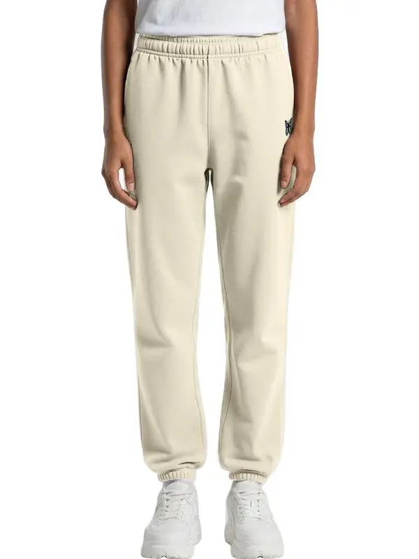 DALIX Relaxed Fleece Track Pants With Embroidered Butterfly Detail - Butter