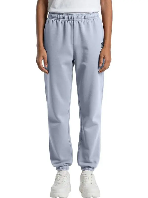 DALIX Relaxed Fleece Track Pants With Embroidered Butterfly Detail - Powder