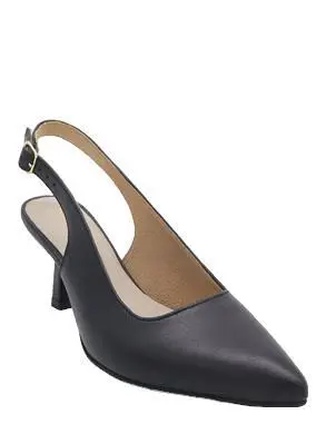STIVALI NEW YORK Leather Slingback Kitten Heel - Black