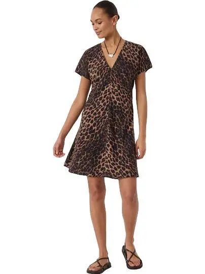 HUSH Grace Air Flow V-neck Mini Dress - Soft Leopard