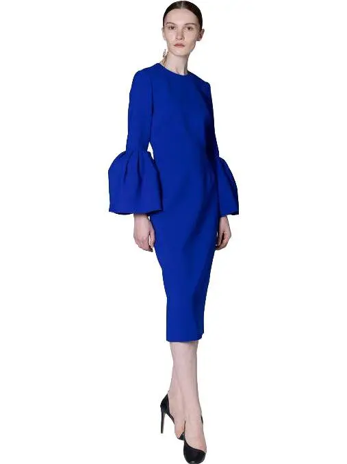 ROKSANDA Margot Round Neck Bell Sleeve Midi Dress - Iris