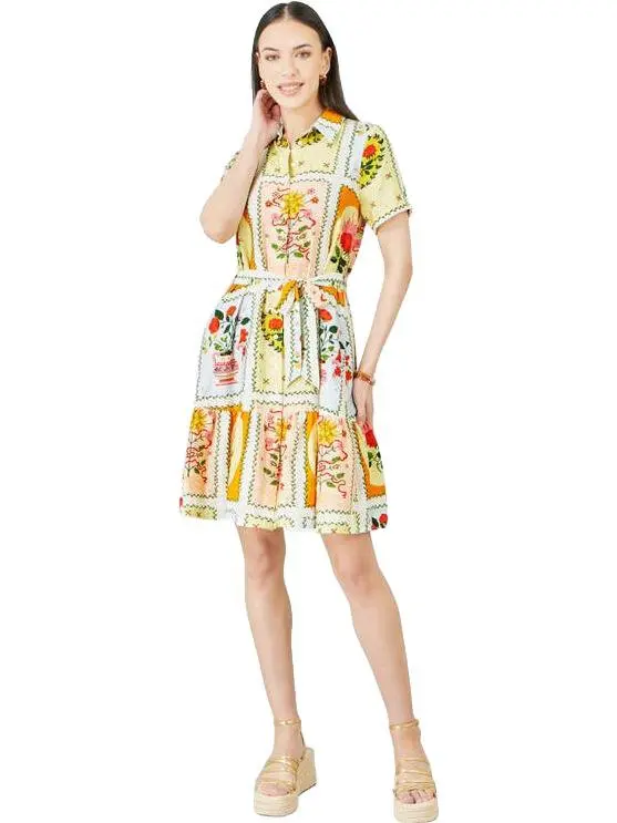 YUMI Sun Patchwork Print Shirt Dress - Multi