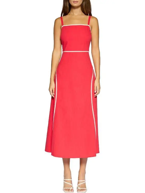 LOST + WANDER Contrast Piping Maxi Sundress - Red