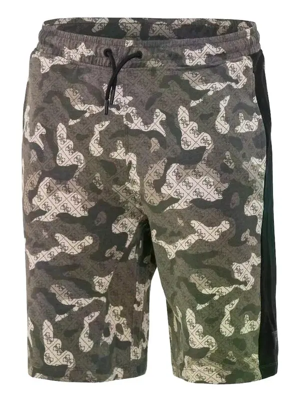 Guess Camouflage Print Track Shorts - Grey
