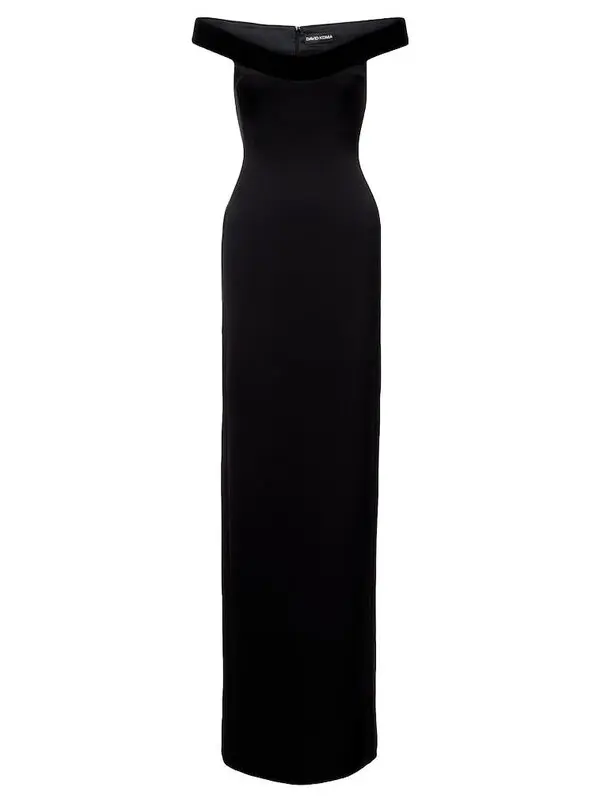 David Koma Velvet-trimmed Gown - Black