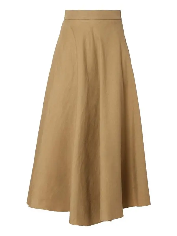 Max Mara Linen And Silk Twill Midi Skirt - Green