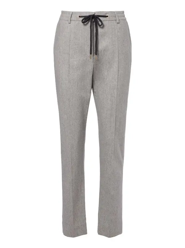 Eleventy Wool And Cashmere Tapered Pants - Grey