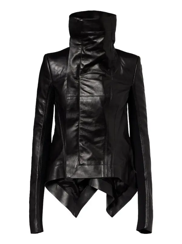 Rick Owens Lamb Leather Biker Jacket - Black