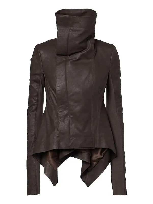 Rick Owens Naska Leather Biker Jacket - Brown