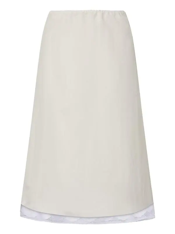 Magda Butrym Lace-trimmed Silk-blend Midi Skirt - White