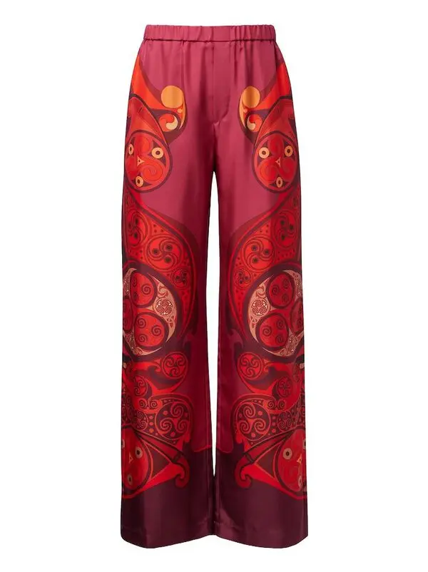 La DoubleJ Club Printed Silk Twill Wide-leg Pants - Multicoloured