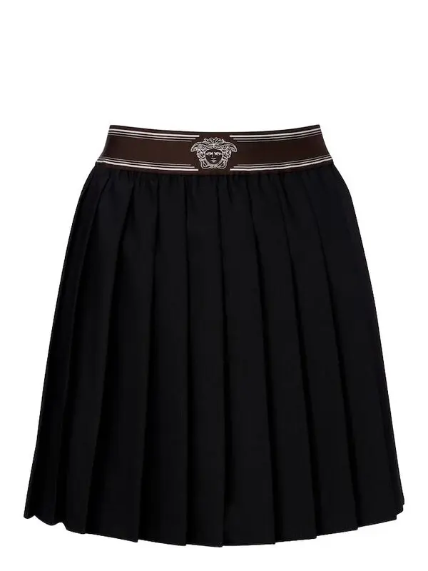 Versace Pleated Wool And Mohair Miniskirt - Black