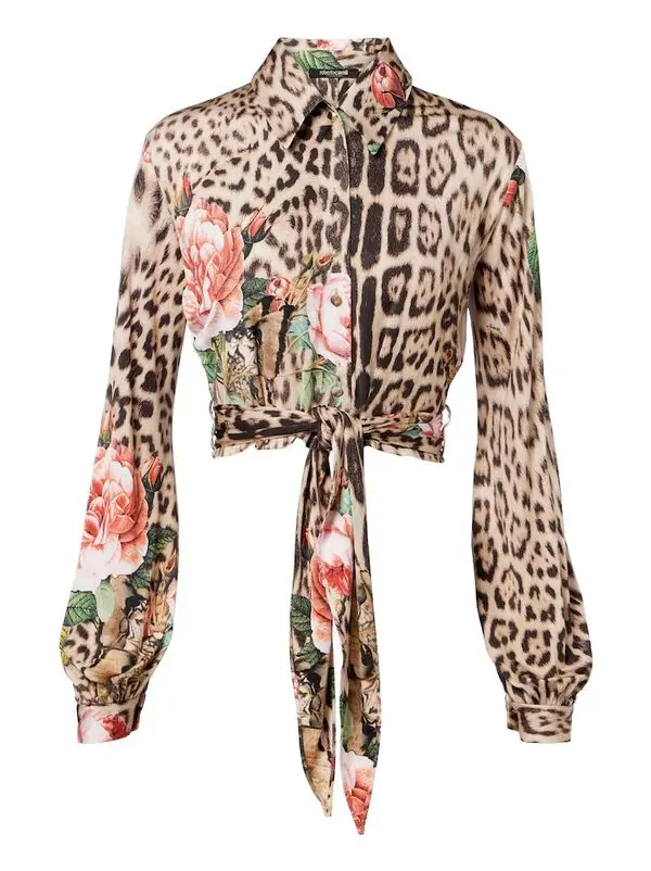 Roberto Cavalli Printed Cropped Shirt - Brown